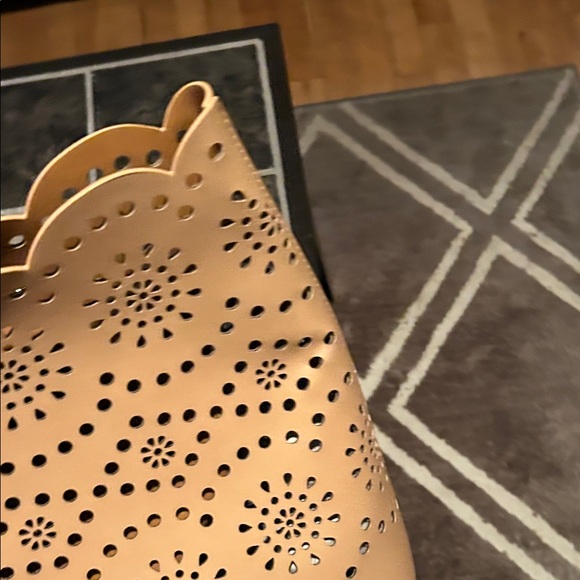 Bags | Tan Perforated Tote Bag | Poshmark